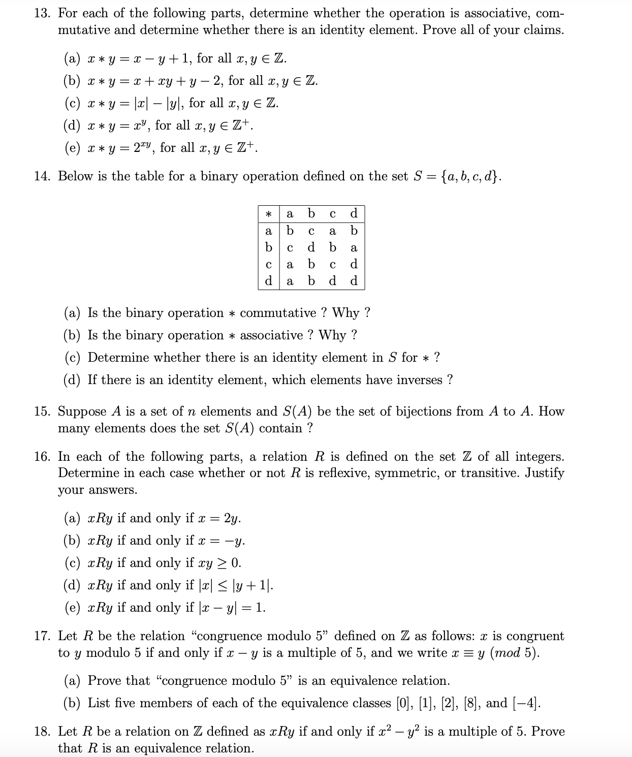 Solved For each of the following parts, determine whether | Chegg.com