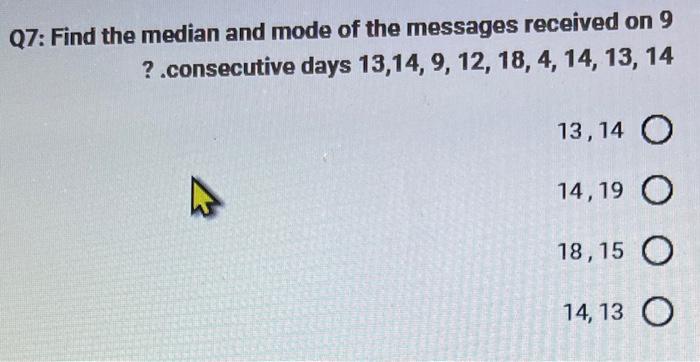 Solved Q7: Find the median and mode of the messages received | Chegg.com