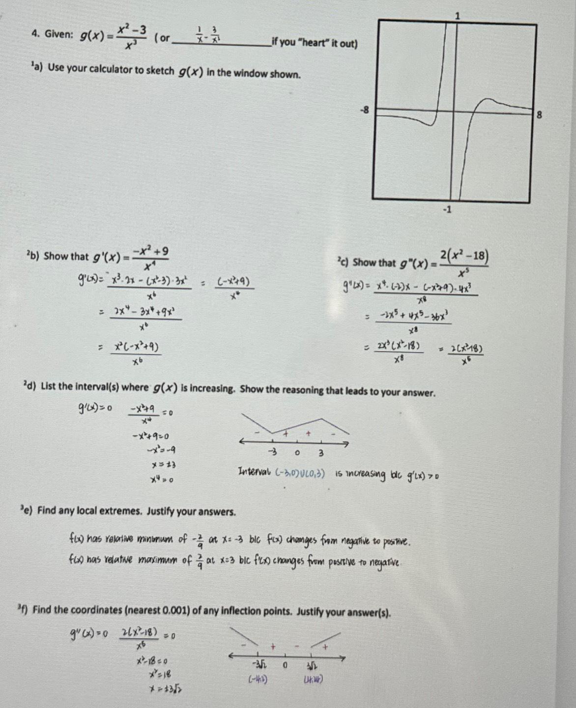 Solved Given: g(x)=x2-3x3 (or if you "heart" it out)1a) ﻿Use | Chegg.com