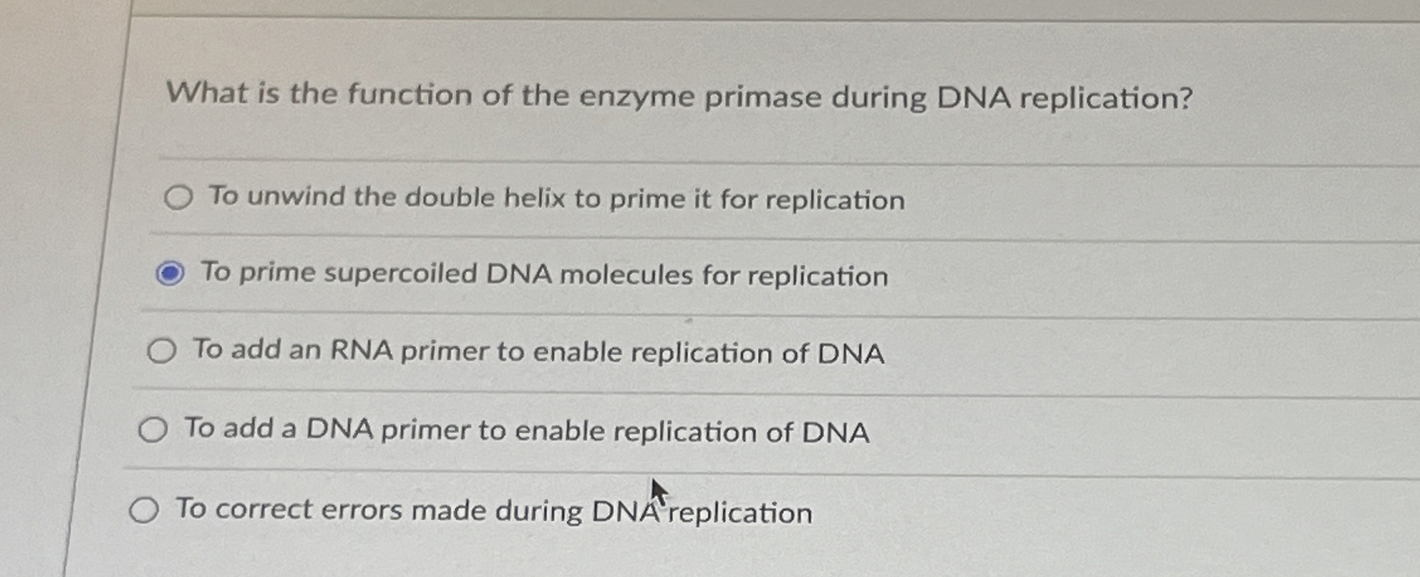 Solved What is the function of the enzyme primase during DNA | Chegg.com