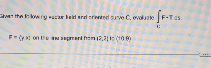 Solved Oiven the following vector field and oriented curve | Chegg.com