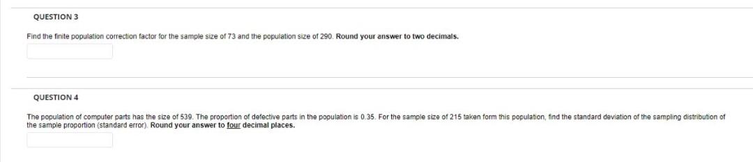 Solved Find The Finite Population Correction Factor For The