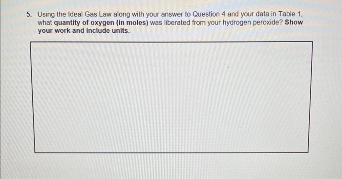 Solved Complete Table 1 with your experimental data for the | Chegg.com