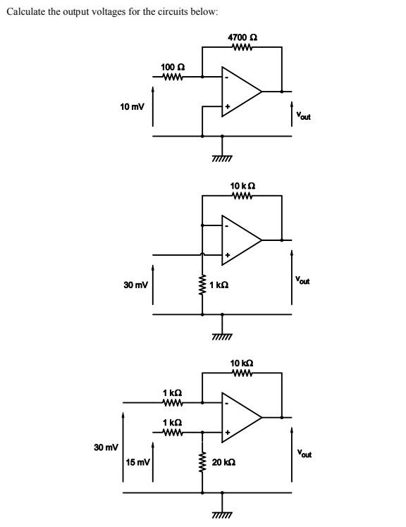 Solved Calculate the output voltages for the circuits below: | Chegg.com