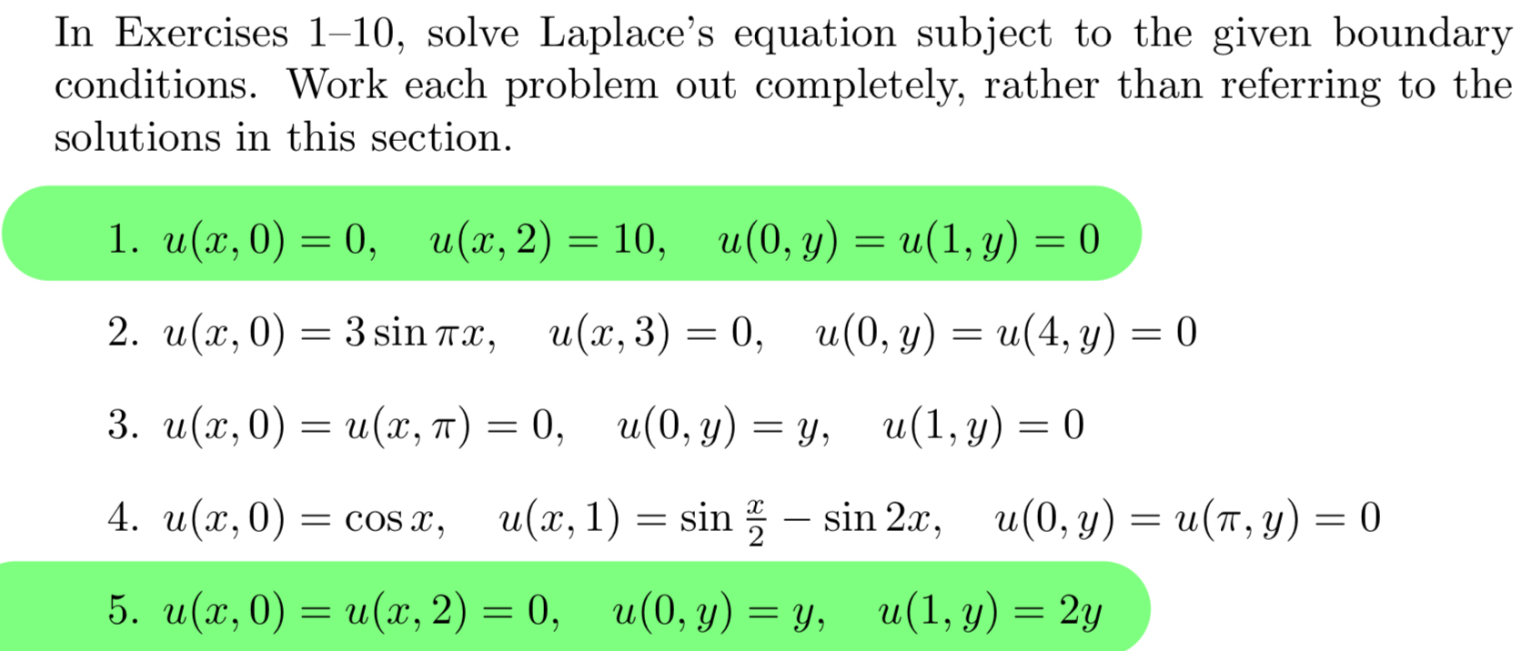Solved In Exercises 1-10, ﻿solve Laplace's equation subject | Chegg.com