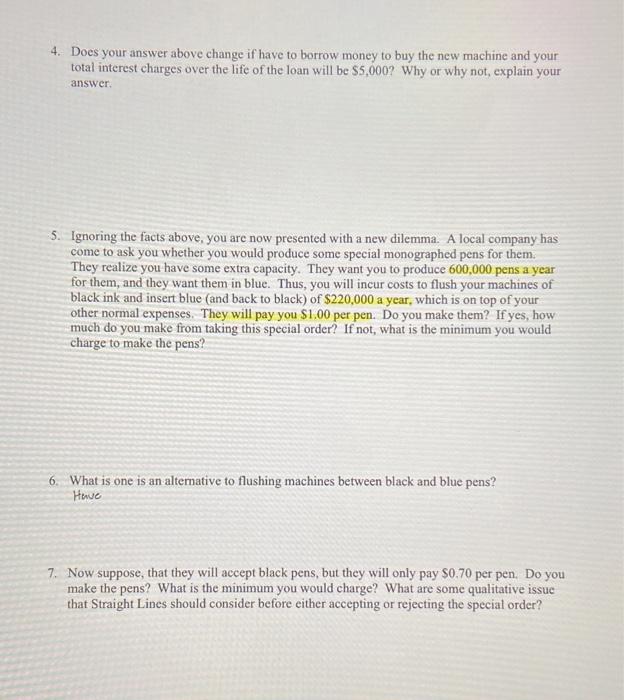 Straight Lines Pen \& Ink Company produces ink pens. | Chegg.com
