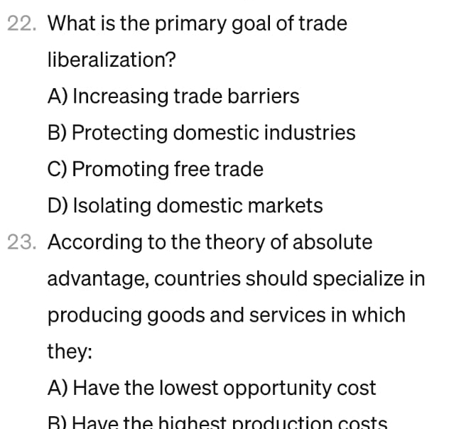 Solved Economics:What is the primary goal of trade | Chegg.com