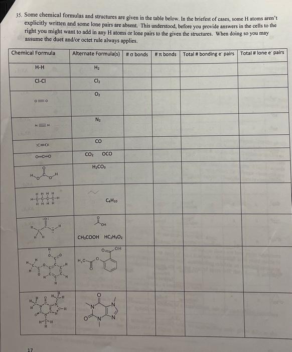 Solved 35. Some chemical formulas and structures are given | Chegg.com