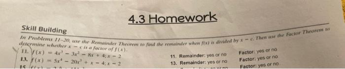 Solved 4.3 Homework Skill Building In Poblems 11-20. ure the | Chegg.com
