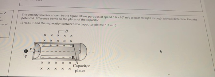 Solved on 7 The velocity selector shown in the figure allows | Chegg.com