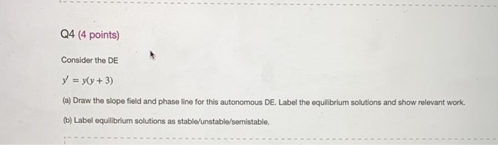 Solved Q4 (4 points) Consider the DE y = y(y + 3) (a) Draw | Chegg.com