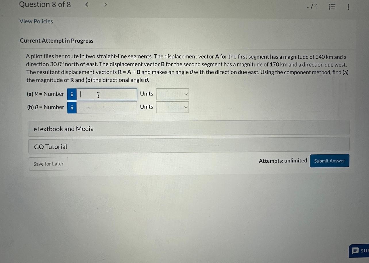 Solved Question 8 ﻿of 8-1View PoliciesCurrent Attempt in | Chegg.com