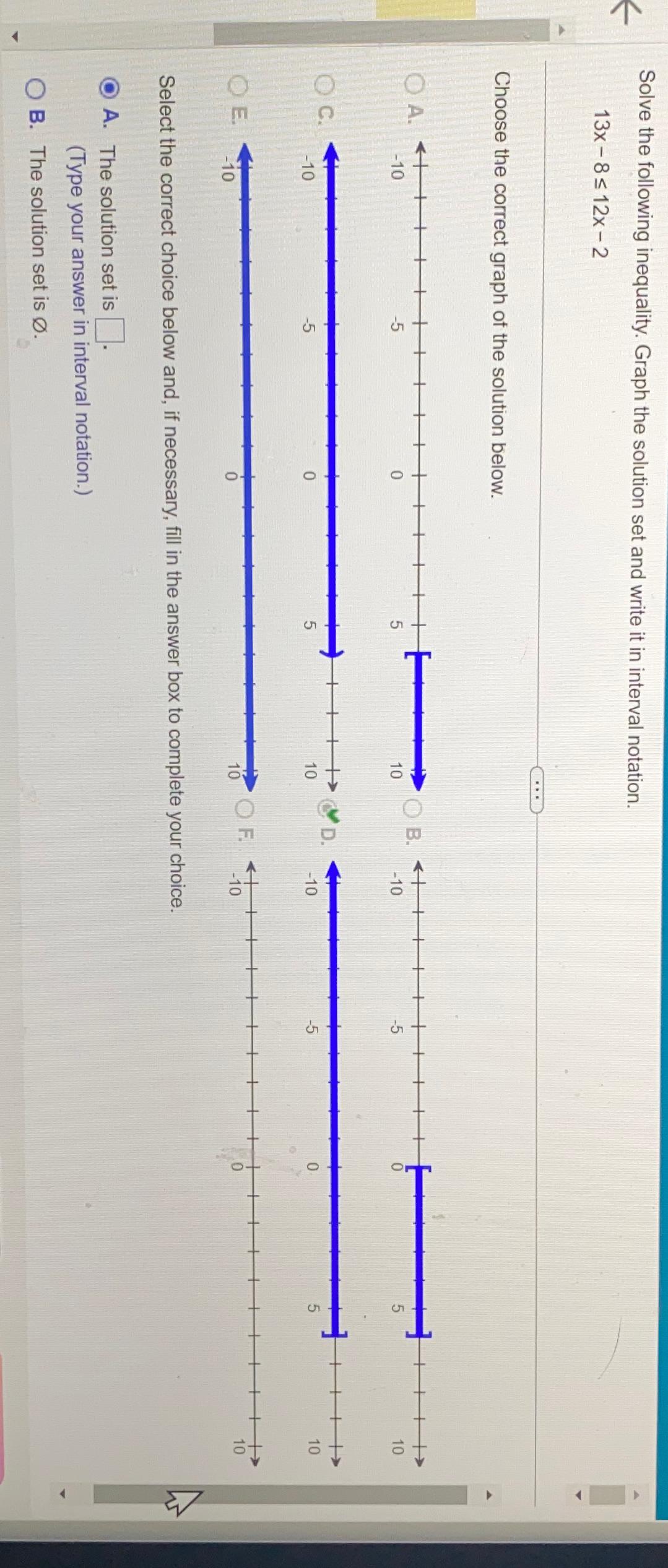 Solved Solve the following inequality. Graph the solution | Chegg.com