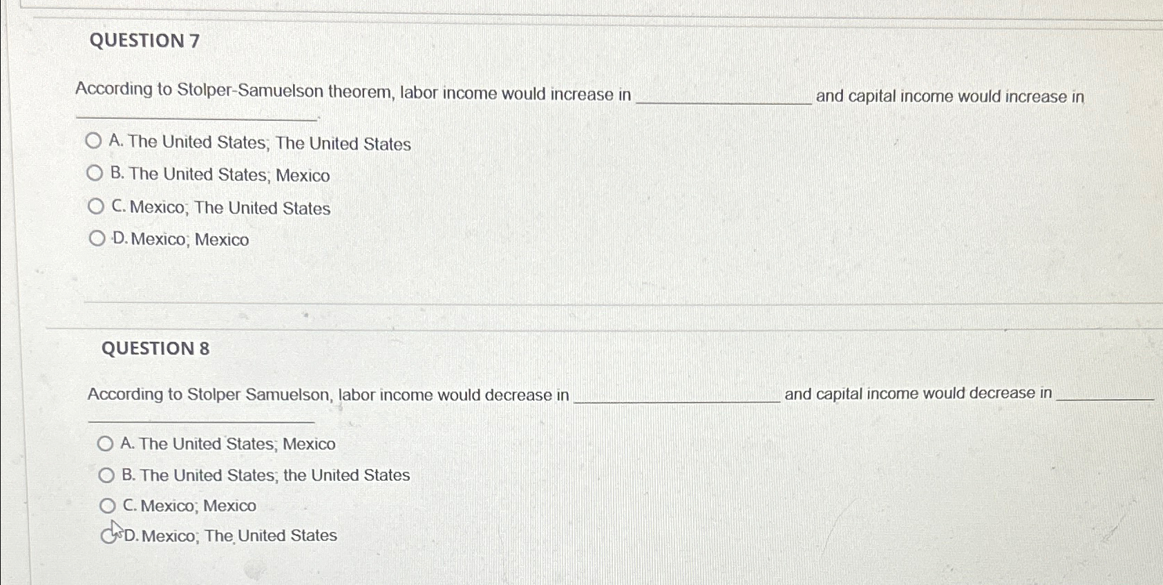 Solved QUESTION 7According to Stolper-Samuelson theorem, | Chegg.com