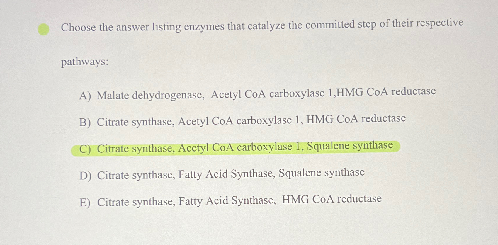 Solved Choose the answer listing enzymes that catalyze the | Chegg.com