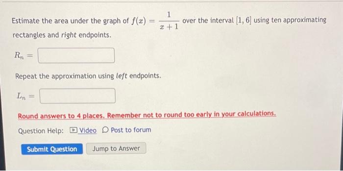 Solved Estimate the area under the graph of f(x)=x+11 over | Chegg.com