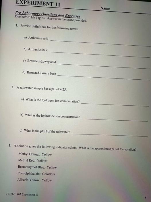 Solved Pre-Laboratory Ouestions and Exercises Due before lab | Chegg.com