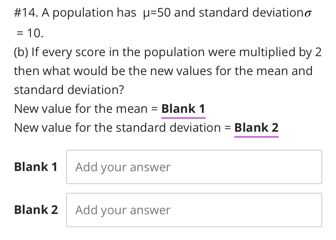 Solved #14. ﻿A population has μ=50 ﻿and standard deviation | Chegg.com