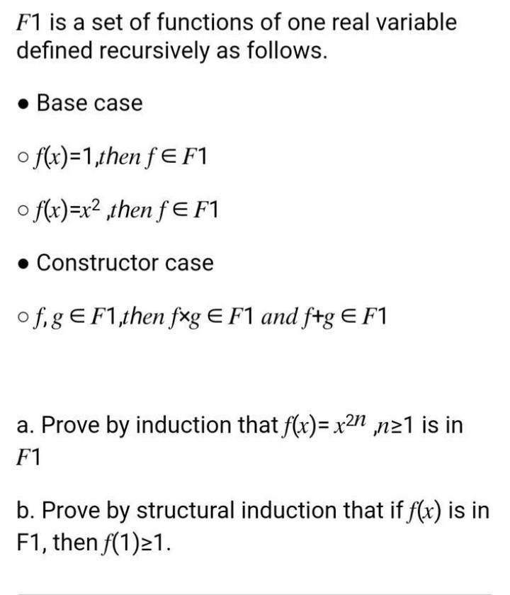 Solved F1 Is A Set Of Functions Of One Real Variable Defined 4363