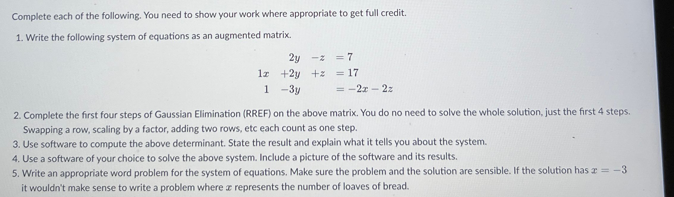 Solved Complete each of the following. You need to show your | Chegg.com