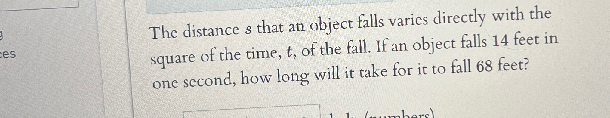 Solved The Distance S ﻿that An Object Falls Varies Directly