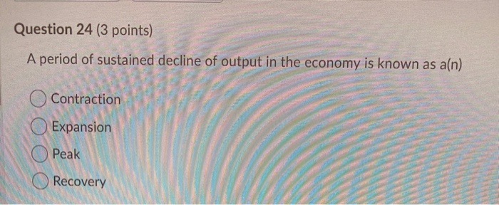 Solved Question 24 (3 points) A period of sustained decline | Chegg.com
