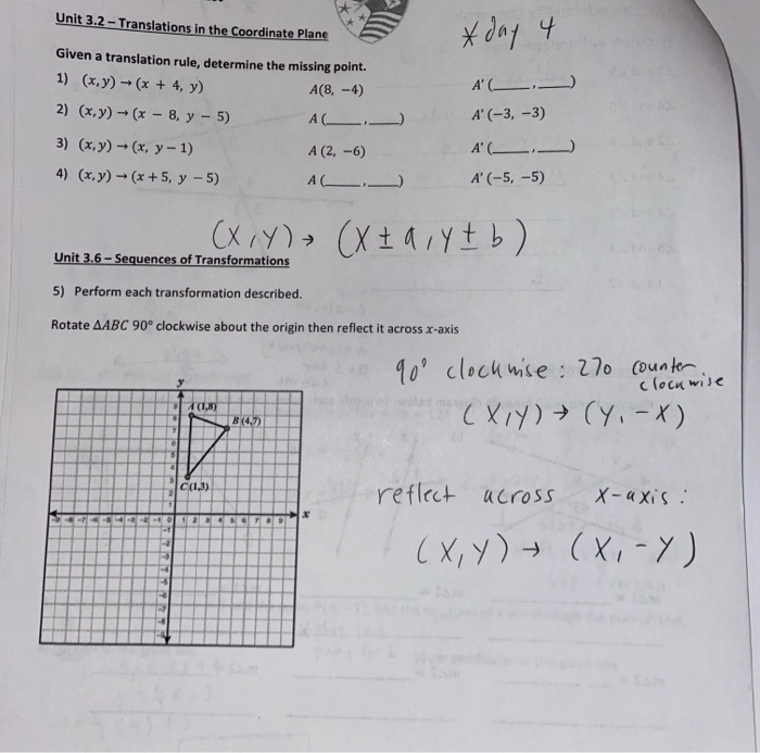 Solved Unit 3.2 - Translations in the Coordinate Plane day 4 | Chegg.com