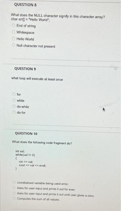 Solved What does the NULL character signify in this | Chegg.com
