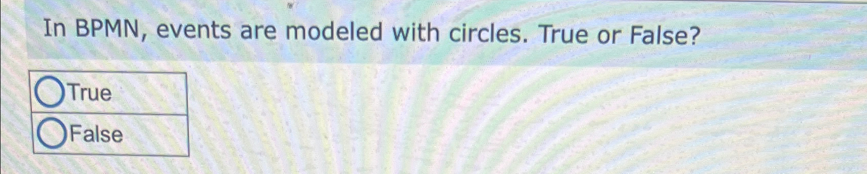 Solved In BPMN, ﻿events are modeled with circles. True or | Chegg.com