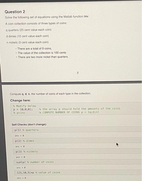 Solved Question 2 Solve the following set of equations using | Chegg.com
