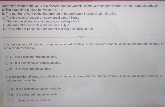 Solved Determine whether the value is a discrete random | Chegg.com Solved Determine whether the value is a discrete random | Chegg.com