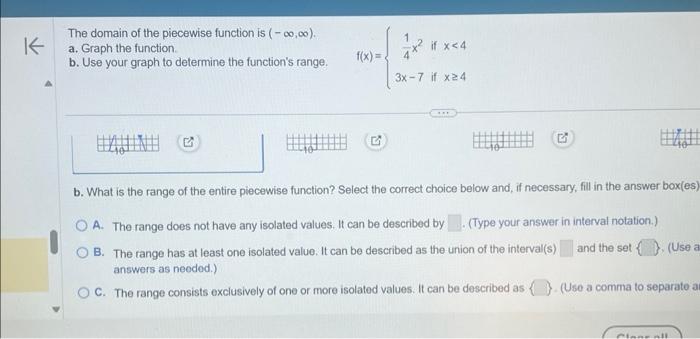 Solved The domain of the piecewise function is (−∞,∞). a. | Chegg.com