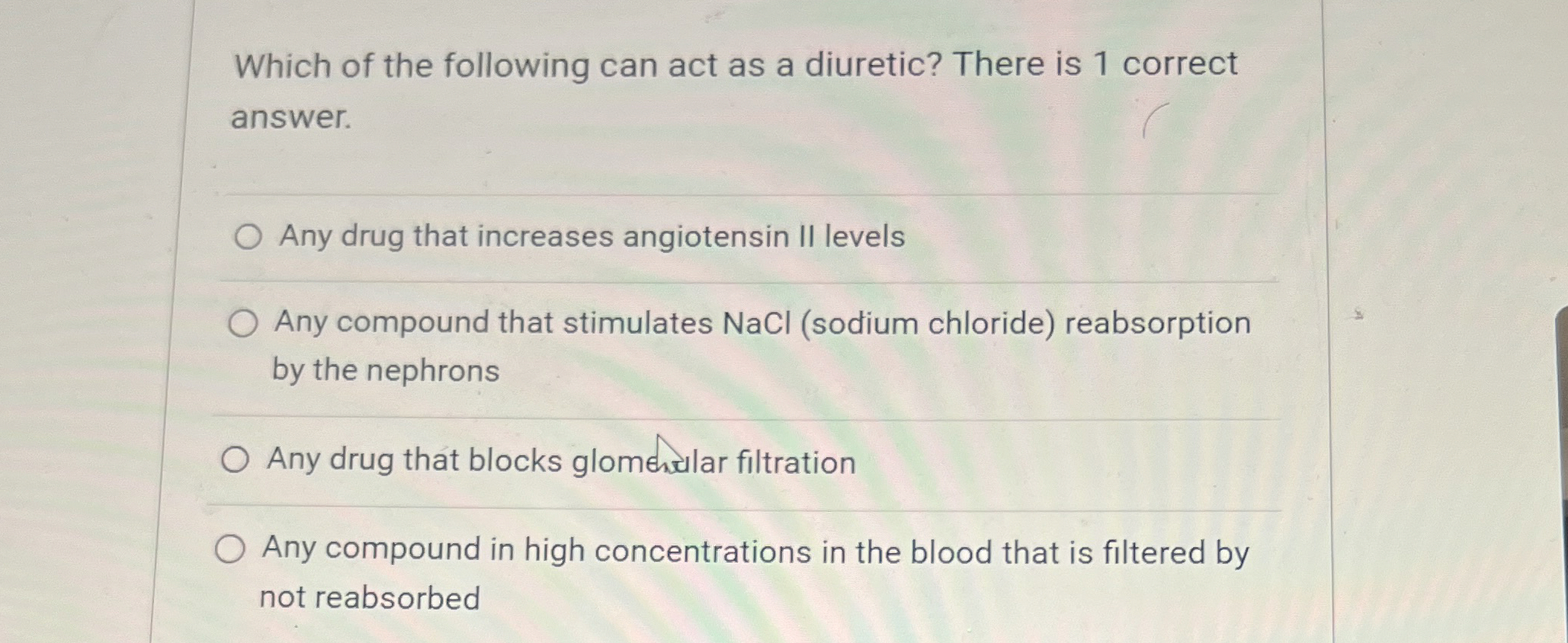 Solved Which of the following can act as a diuretic? There | Chegg.com
