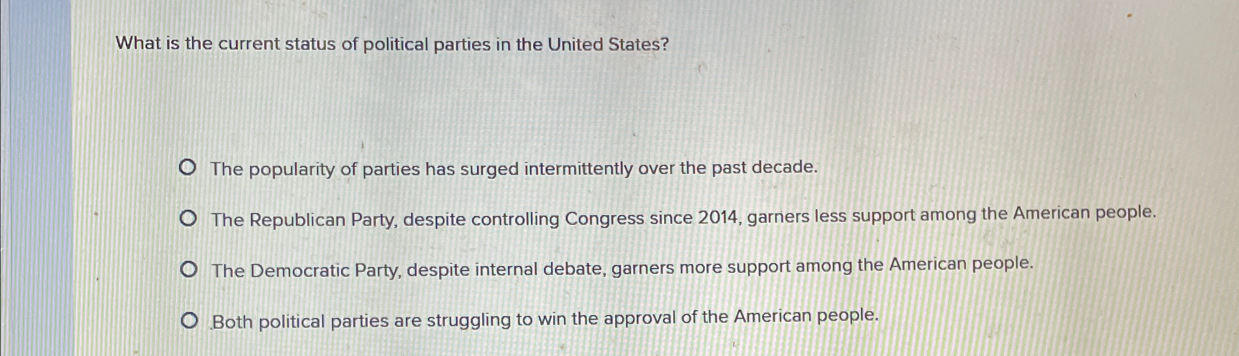 Solved What is the current status of political parties in | Chegg.com