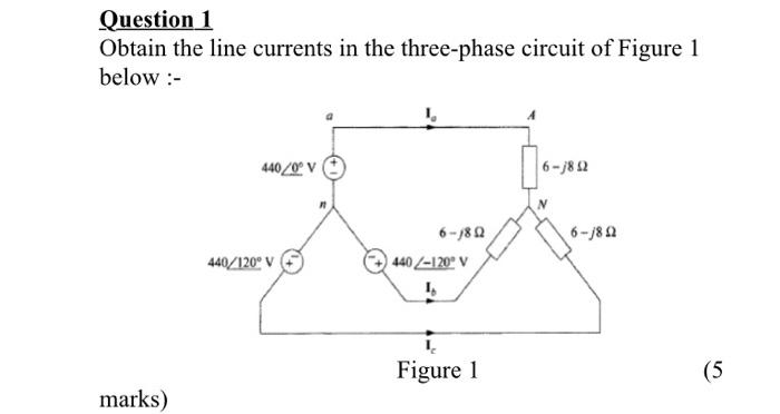 Solved Question 1 Obtain the line currents in the | Chegg.com