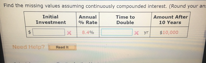 Solved Find the missing values assuming continuously | Chegg.com