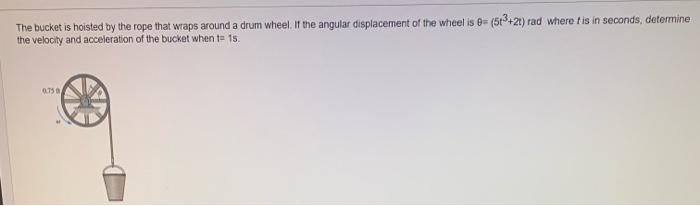 Solved The bucket is hoisted by the rope that wraps around a | Chegg.com