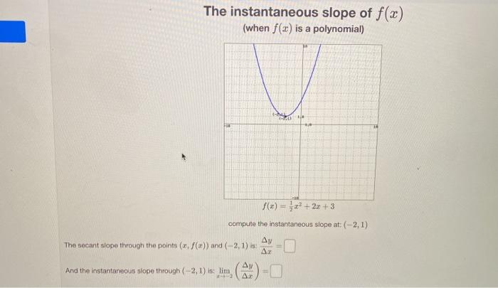 Solved The instantaneous slope of f(x) (when f(x) is a | Chegg.com