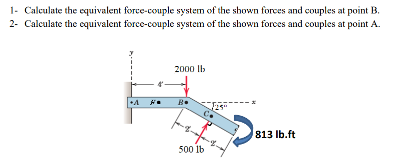 Solved 1- ﻿Calculate the equivalent force-couple system of | Chegg.com