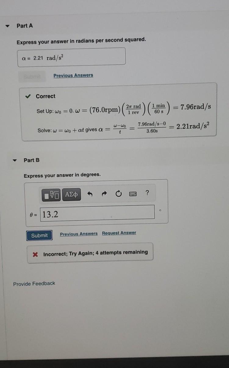 Solved Part A Express your answer in radians per second | Chegg.com
