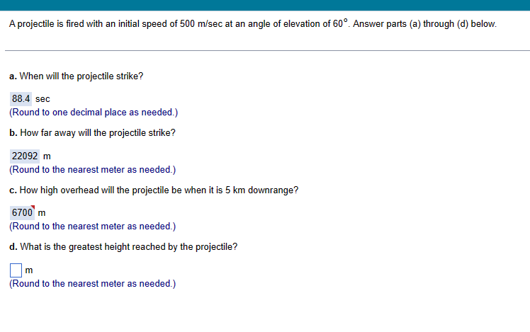 Solved A projectile is fired with an initial speed of | Chegg.com