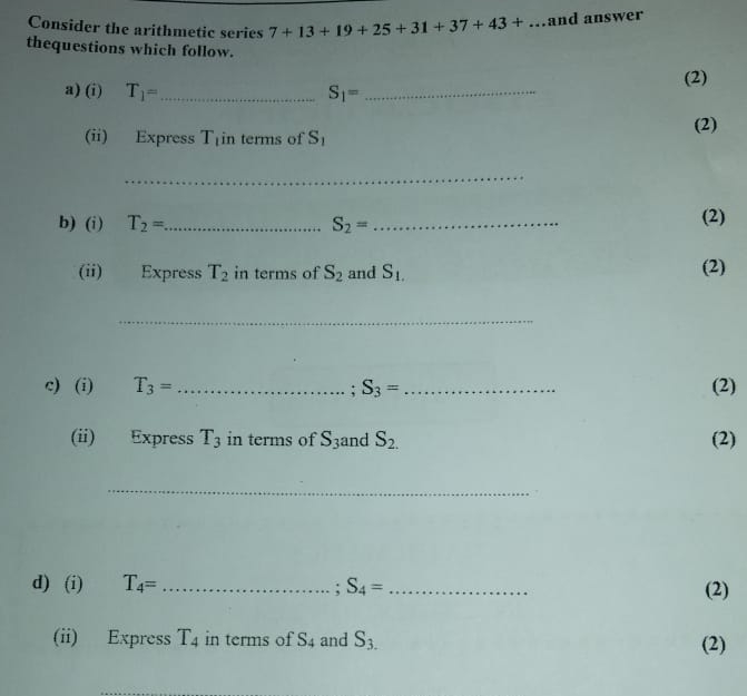 Solved Consider the arithmetic series | Chegg.com