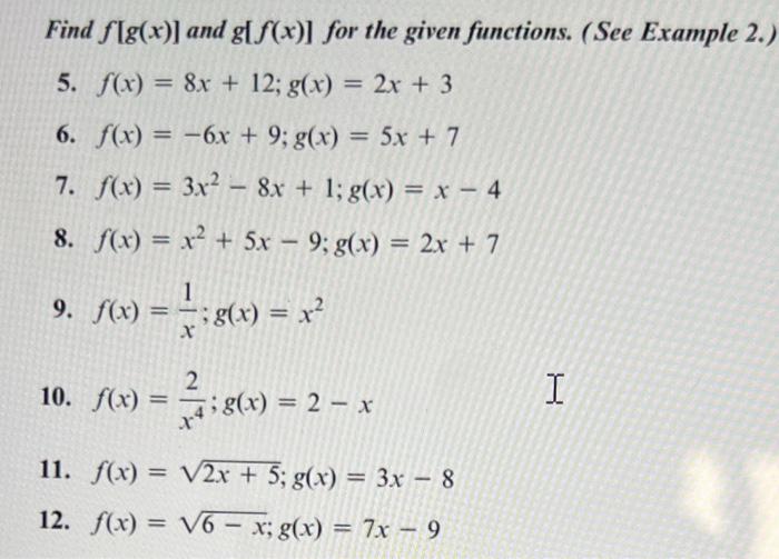 Solved Find f[g(x)] and g[f(x)] for the given functions. | Chegg.com