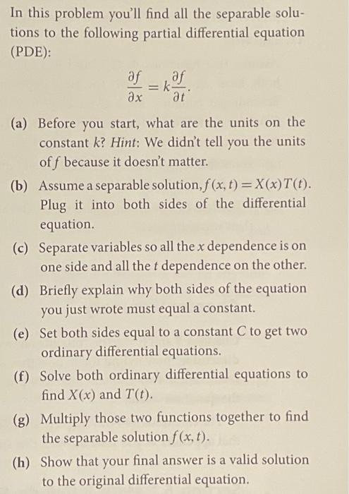 Solved In this problem you'll find all the separable | Chegg.com