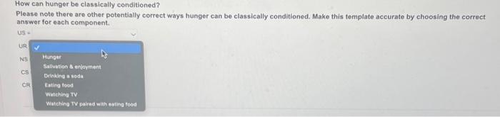 Solved How can hunger be classically conditioned? Please | Chegg.com