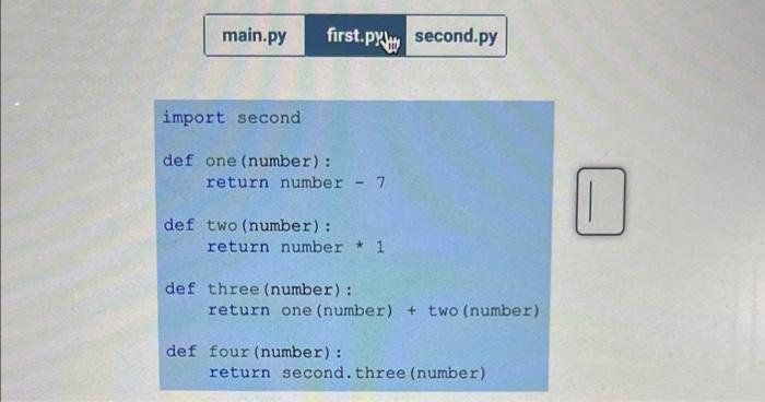 Solved Type the program's output main.pl first.py second.py | Chegg.com