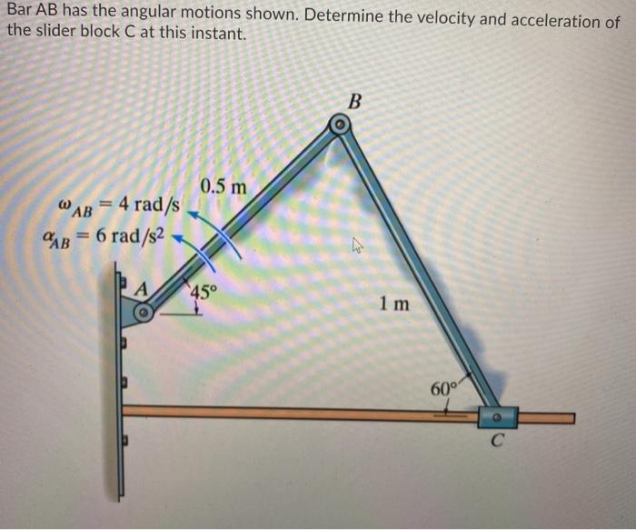 Solved Bar AB has the angular motions shown. Determine the | Chegg.com
