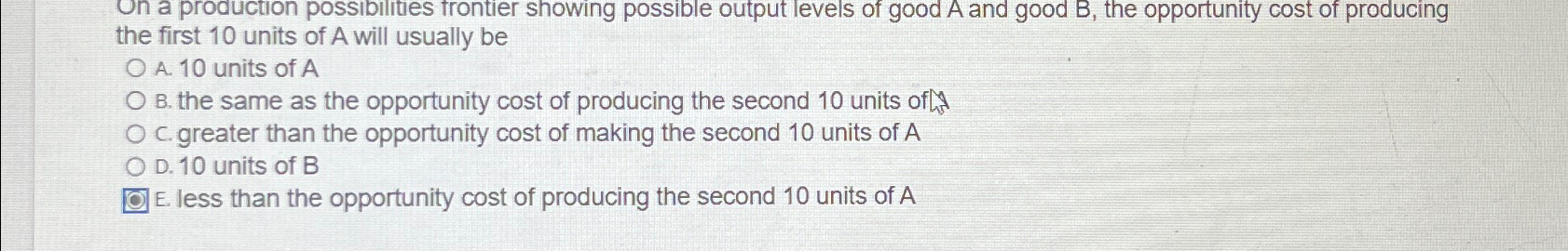 Solved On a production possibilities frontier showing | Chegg.com