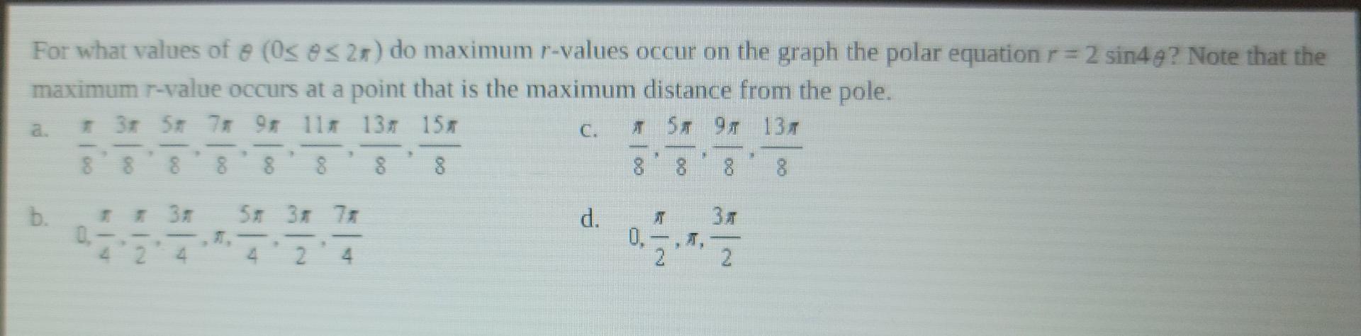 Solved For what values of e (05 05 2r) do maximum r-values | Chegg.com