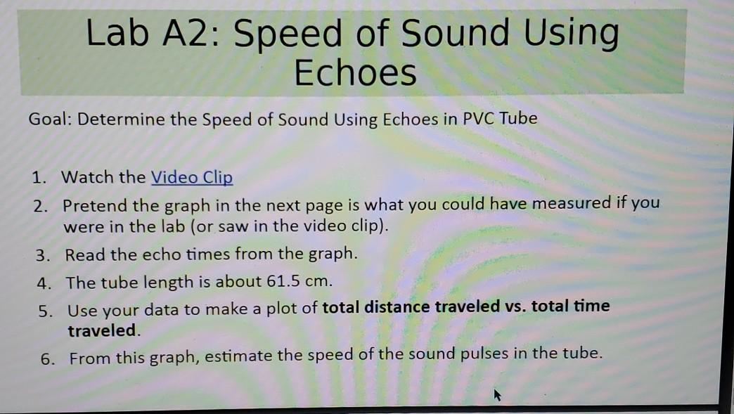 Solved Lab A2: Speed of Sound Using Echoes Goal: Determine | Chegg.com